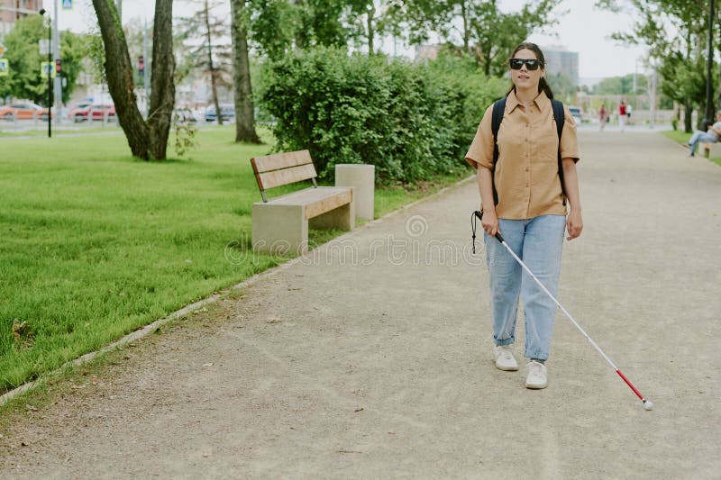 Independent Woman Walking in Park Stock Image - Image of disability ...