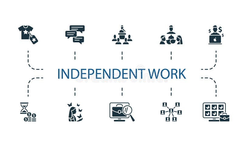 Independent Work Set. Creative Icons. Editable Elements. Stock Vector ...
