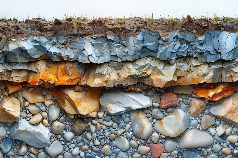 An InDepth CrossSection Depicting Various Geological Layers and Rock ...