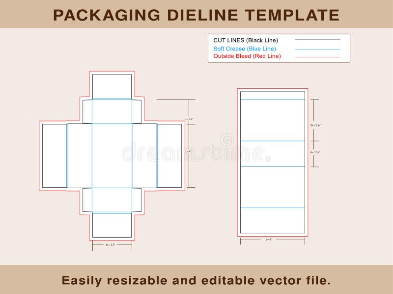 Indestructo Tuck End Box Dieline Template Stock Vector - Illustration ...