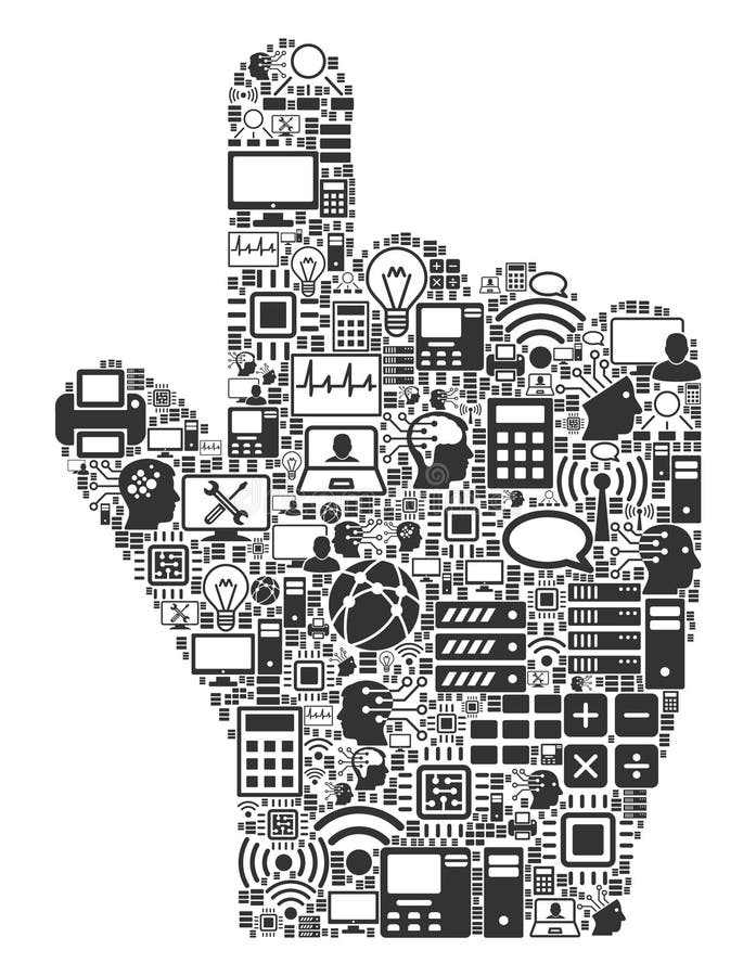 Index Finger Collage Icon For Bigdata And Computing Stock Vector