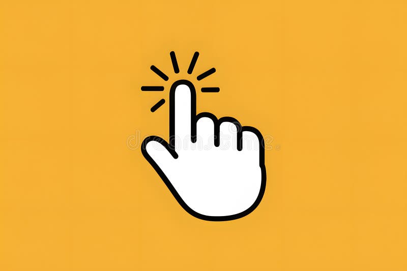 Index Finger Icon with Spark on Yellow Background, Symbolizing ...