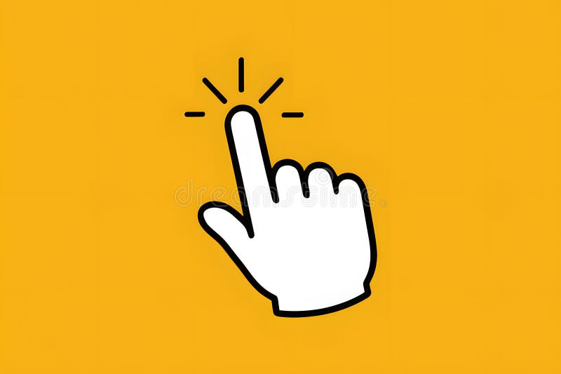 Index Finger Icon with Spark on Yellow Background, Symbolizing ...