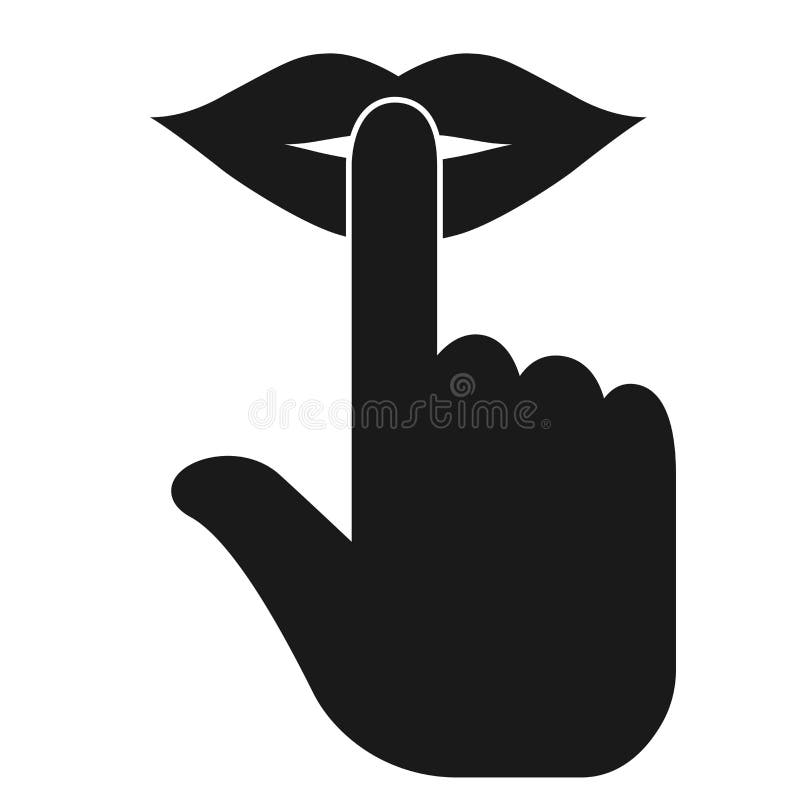 Index Finger on Lips or Mouth Icon, Be Quiet or Silent Symbol Stock ...