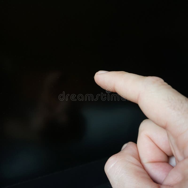 Index Finger Pointing at Digital Screen Stock Photo - Image of ...