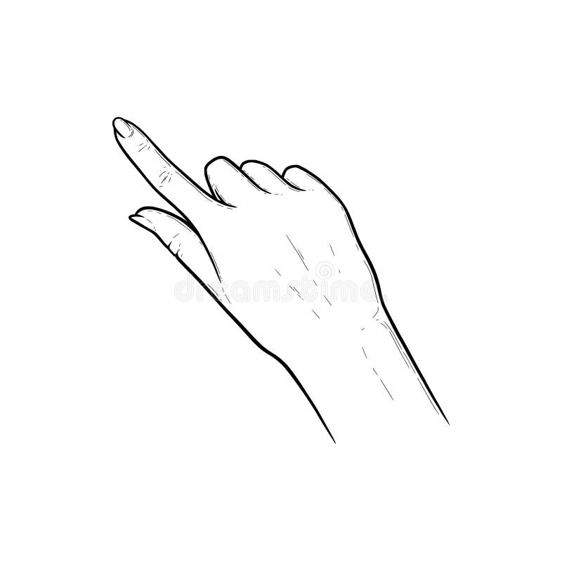 Index Finger Pointing on Touchscreen or Sensor Device. Tap, Swipe or ...