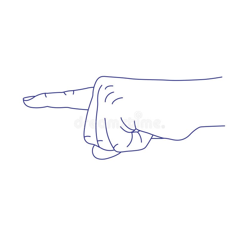 Index Finger Points To the Left. Hand Gesture Contour Vector Sketch ...