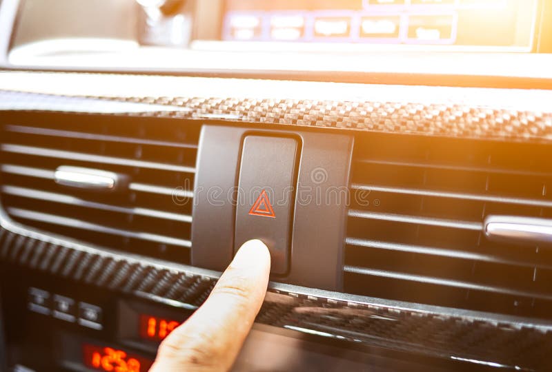 Index Finger Pressing Car Emergency Light Button. Stock Photo - Image ...