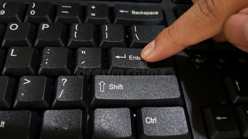 Index Finger Pressing Enter Button on Keyboard Stock Image - Image of ...