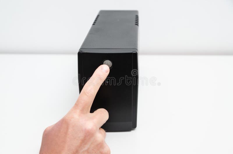 The Index Finger is Pressing on the Start Button. Stock Photo - Image ...
