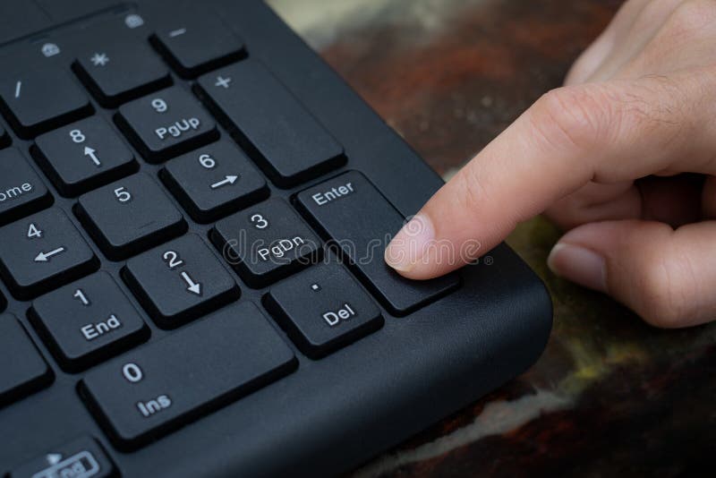 Female Index Finger Typing on the Computer Keyboard Stock Image - Image ...