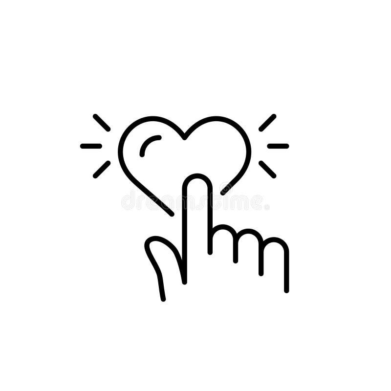 Index Finger Pushing on Like Symbol. Pixel Perfect, Editable Stroke ...
