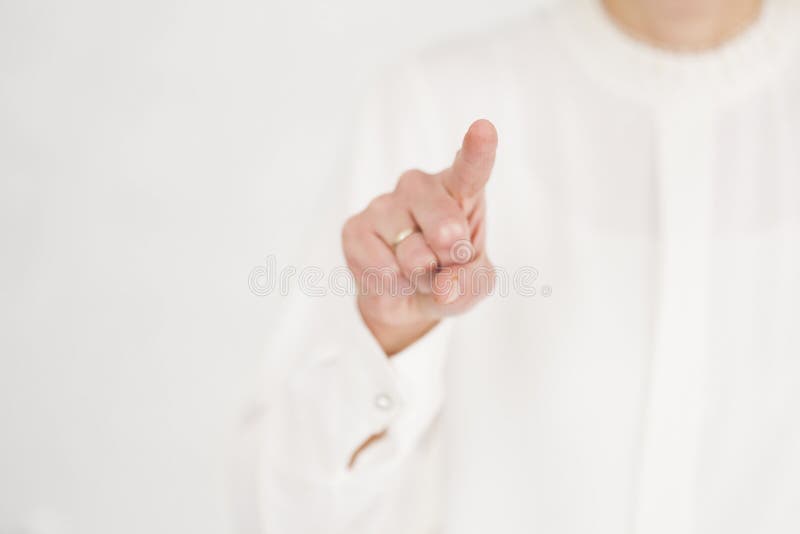 Index Finger of the Right Hand Points Forward. Focus on Tip of the ...