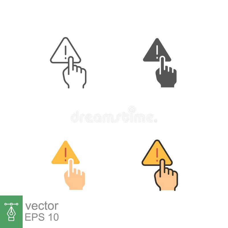Index Finger Touch Triangle Warning Symbol with Exclamation Mark Inside ...