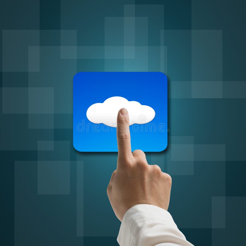 Index Finger Touching Cloud App Icon Stock Image - Image of button ...