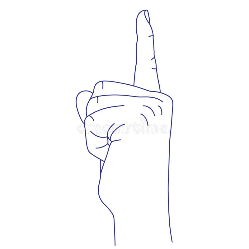 Index Finger Up. Hand Gesture Vector Sketch Illustration Stock Vector ...