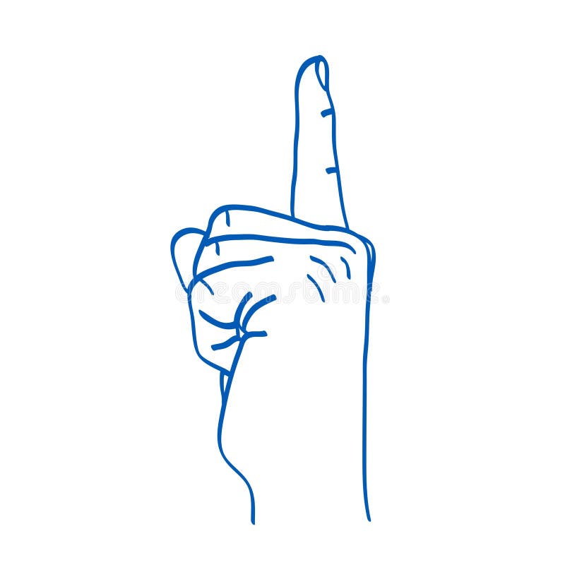Index Finger Up. Hand Gesture Vector Sketch Illustration Stock Vector ...