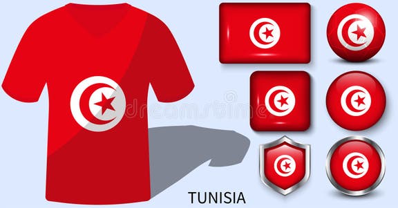 Tunisia Flag Collection, Football Jerseys of Tunisia Stock Vector - Illustration of button ...