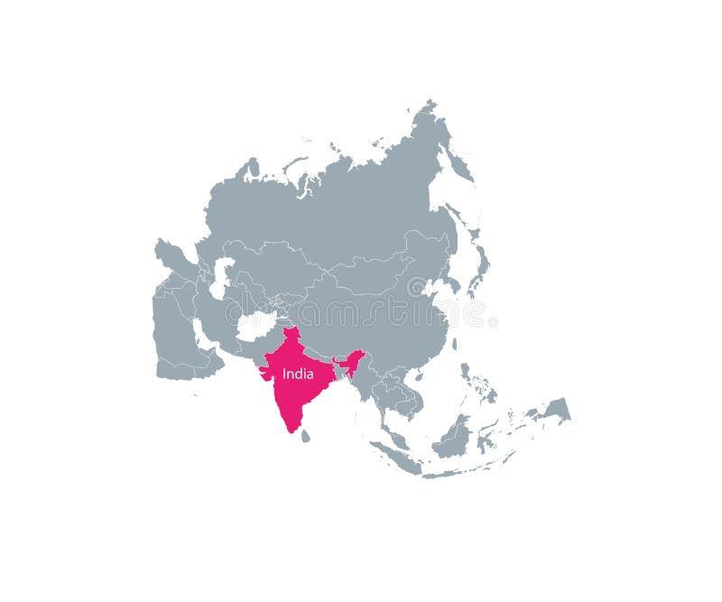 India on Asia Map Vector. Vector Illustration. Stock Vector ...