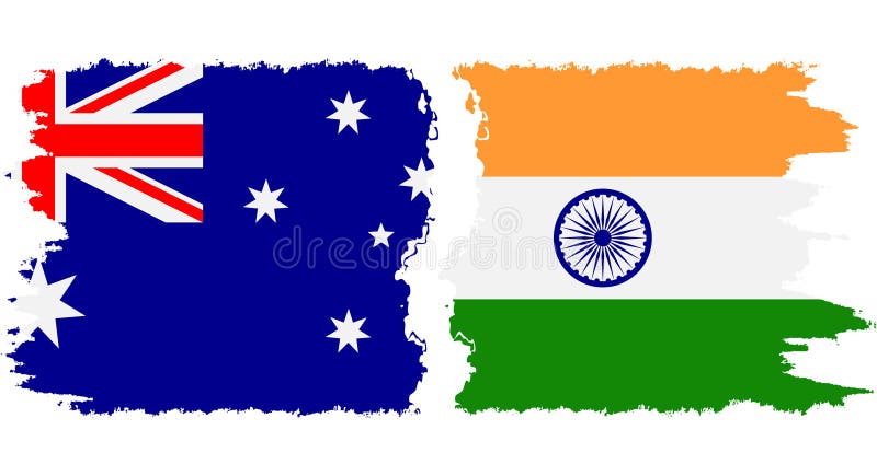 India and Australia Grunge Flags Connection Vector Stock Vector ...