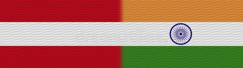 India and Austria Fabric Texture Flag Stock Illustration - Illustration ...