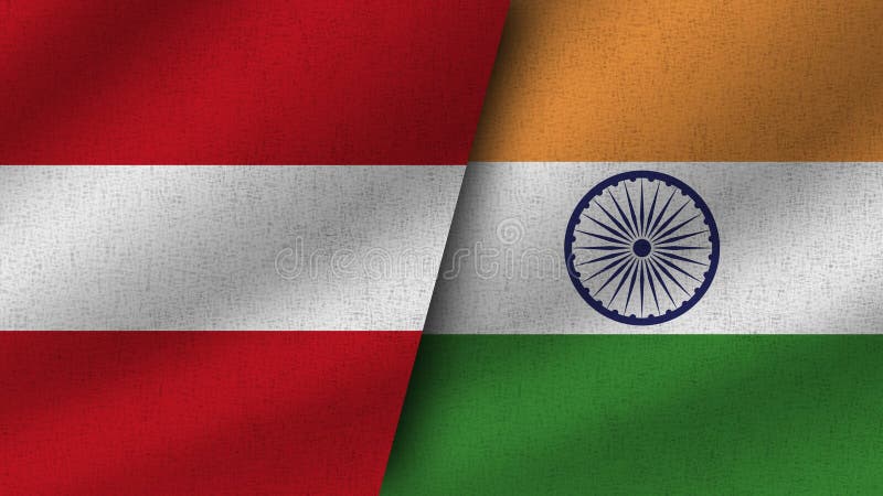 India and Austria Realistic Two Flags Together Stock Illustration ...