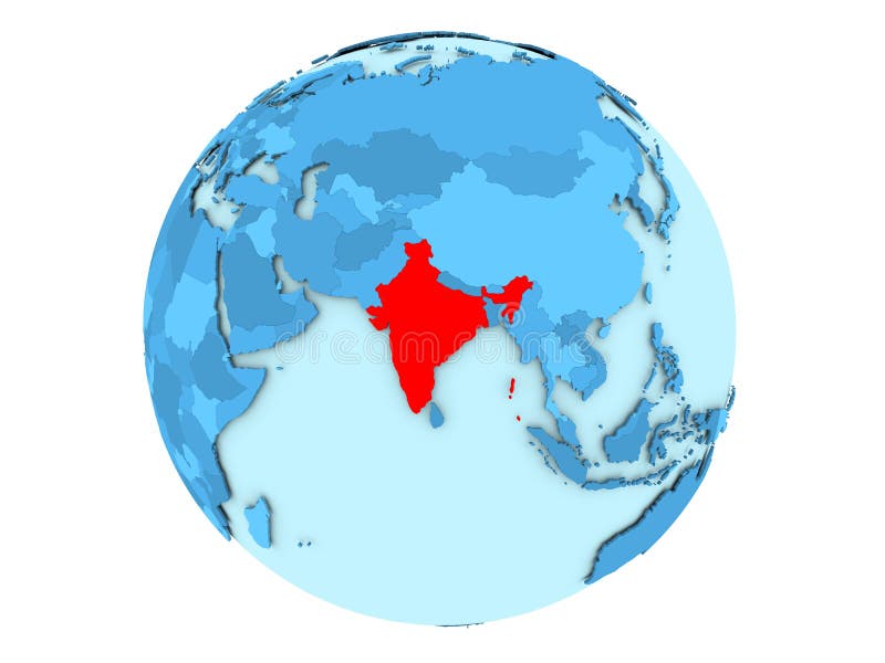 Map of India on Blue Political Globe Stock Illustration - Illustration ...