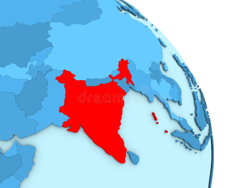 India on Blue Political Globe Stock Illustration - Illustration of ...
