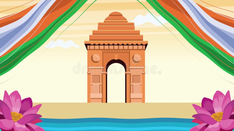 India Celebration Day with Mosque Stock Video - Video of national ...