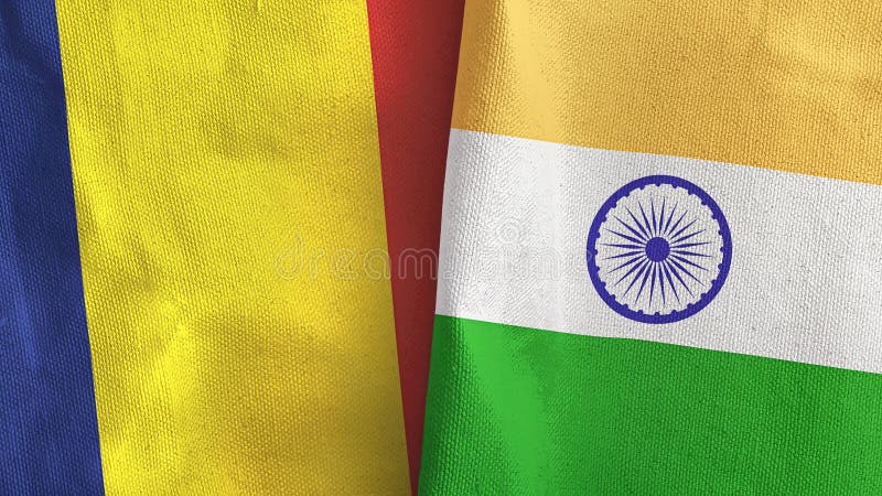 Chad and India Flags Crossed and Waving Flat Style. Official Proportion ...