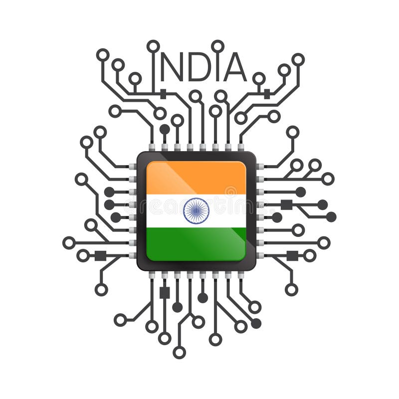 India of Circuit Board. Electric Nation Flag Circuit Black Microchip ...