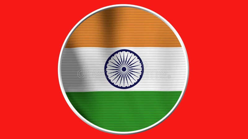 India Circular Flag Loop - Realistic 4K Flag Waving in the Wind. Stock ...