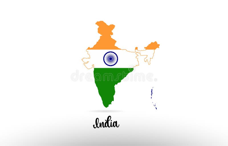 India Country Flag Inside Map Contour Design Icon Logo Stock Vector ...