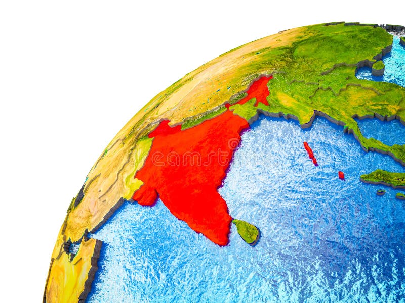 Map of India on 3D Earth Isolated Stock Image - Image of model, india ...