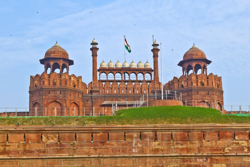 Red Fort in Delhi stock photo. Image of flag, india, facade - 35543708