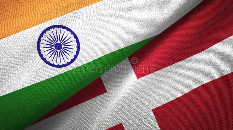 India and Denmark Realistic Flag â€“ Fabric Texture Illustration Stock ...