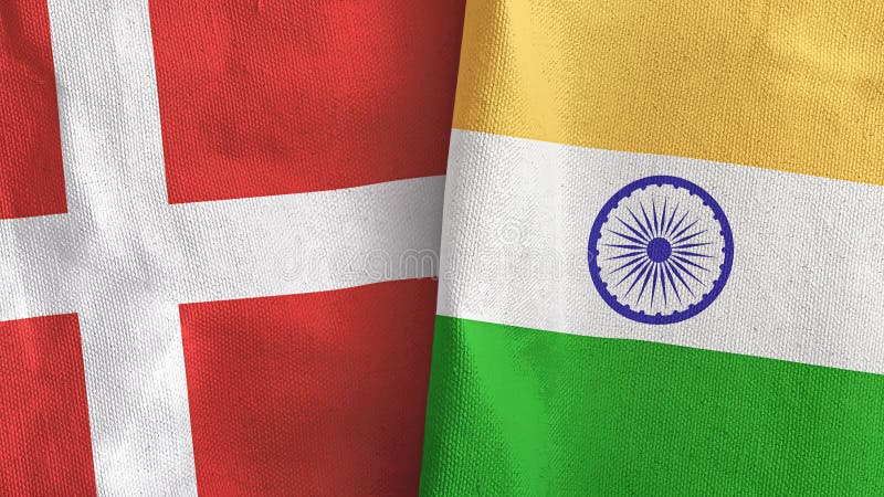 India and Denmark Realistic Flag â€“ Fabric Texture Illustration Stock ...
