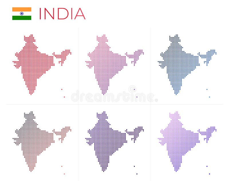 India dotted map set. stock vector. Illustration of background - 256916991