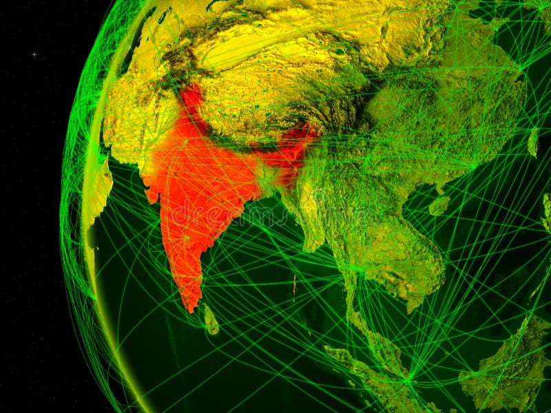 India on Earth with Network Stock Illustration - Illustration of ...