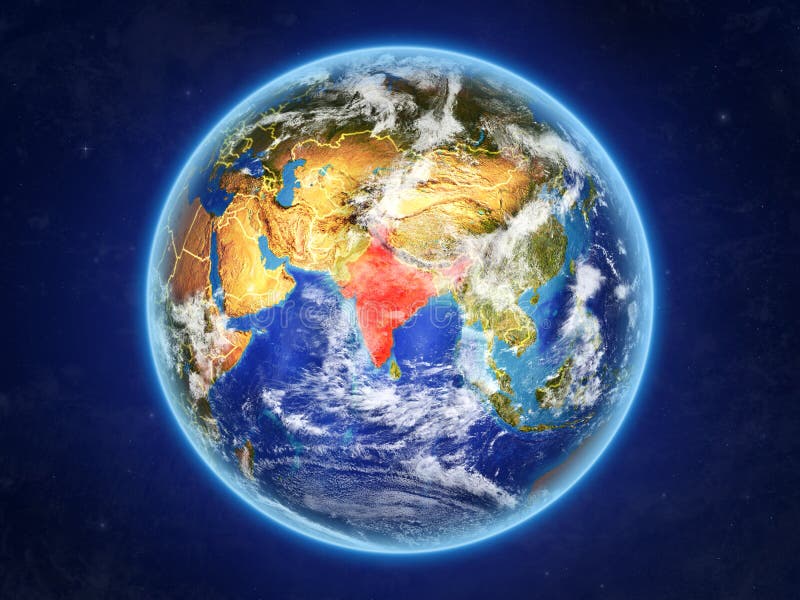 India on Earth from space stock illustration. Illustration of borders ...