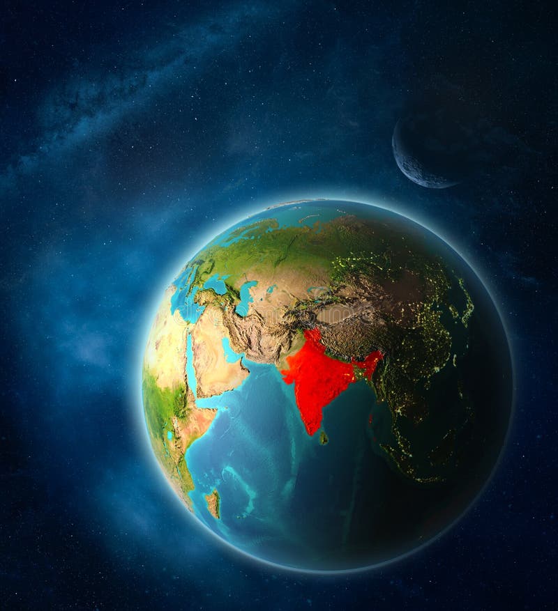 India on Earth from space stock illustration. Illustration of asia ...