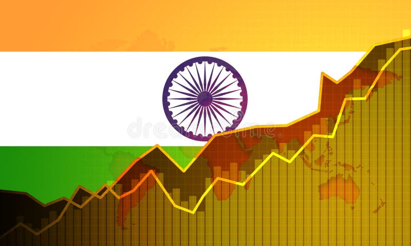 India Economy Growing Up with Graph Chart Stock Illustration ...