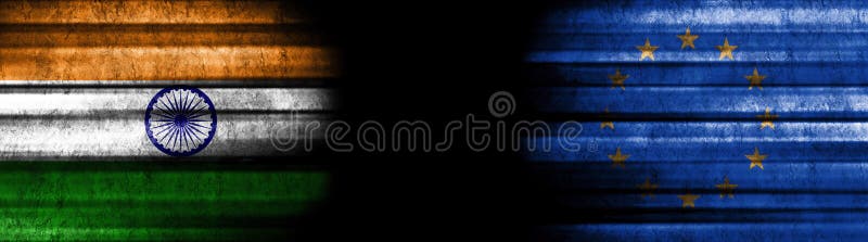 India and European Union Flags on Black Stock Photo - Image of ...