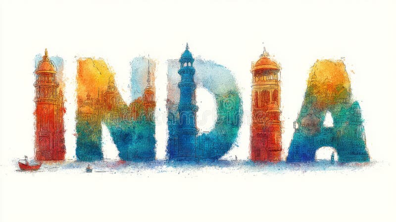 India Filled with Tricolor Elements and National Symbols Stock Image ...