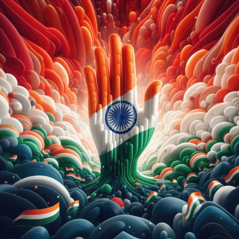 India Flag in Abstract 3d Digital Art Form Stock Illustration ...