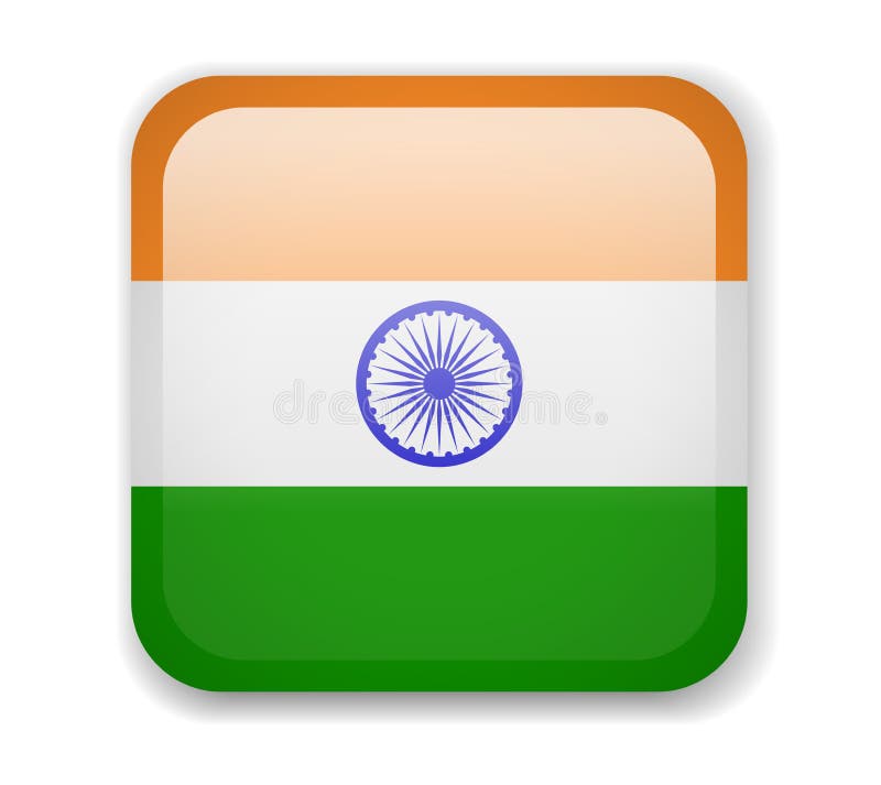 India Flag. Bright Square Icon on a White Background Stock Vector ...