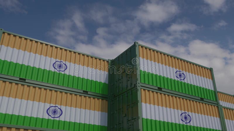 India Flag Containers are Located at the Container Terminal. India ...