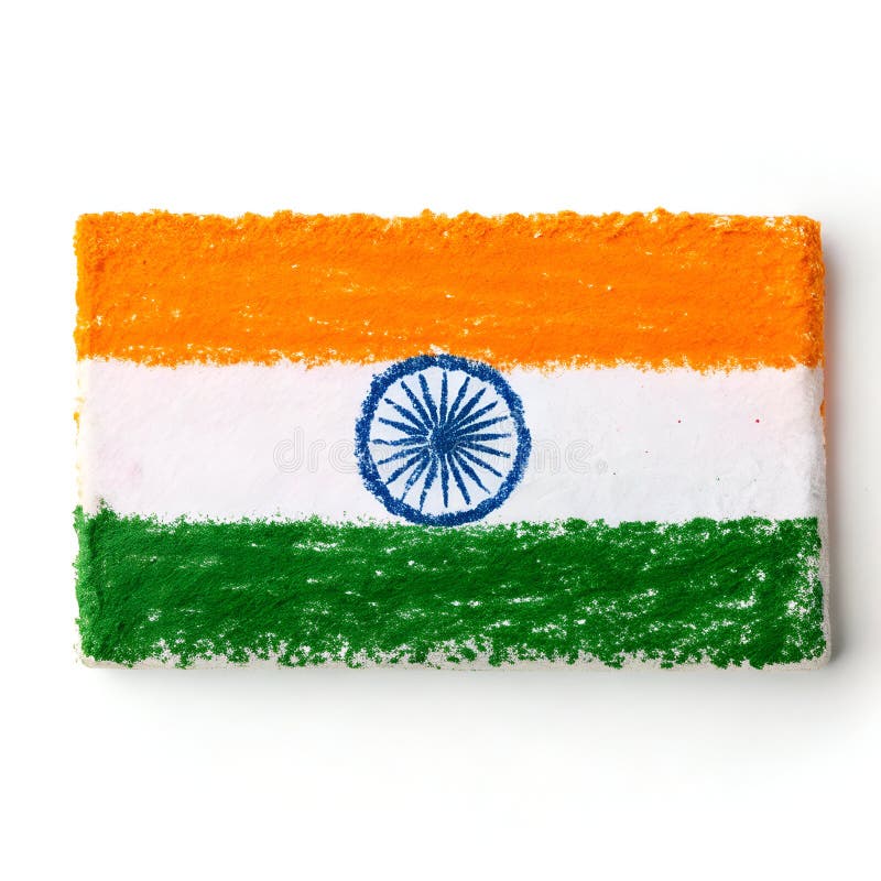 India Flag Crayons Style Isolated on White Background Stock ...