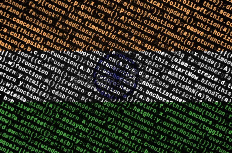 India Flag is Depicted on the Screen with the Program Code. the Concept ...