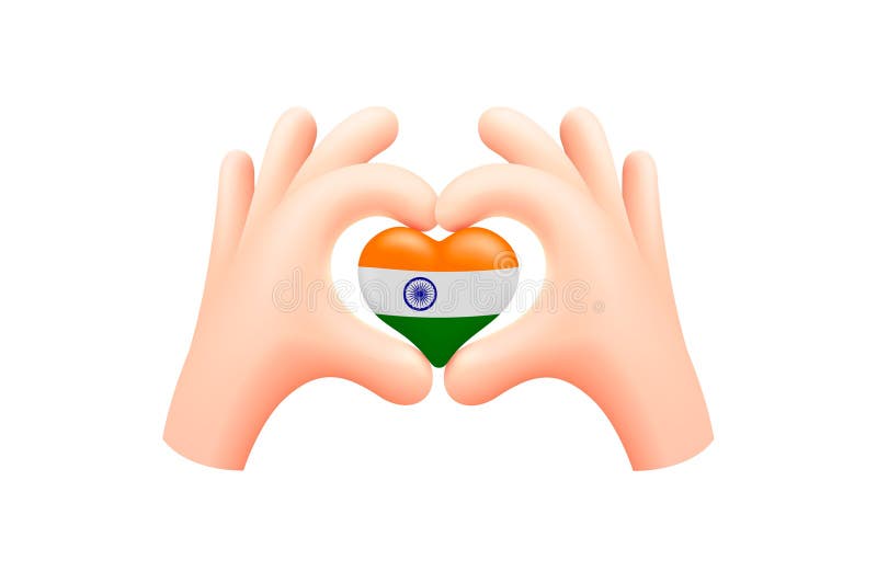 India Flag in Form of Hand Heart. National Flag Concept Stock Vector ...